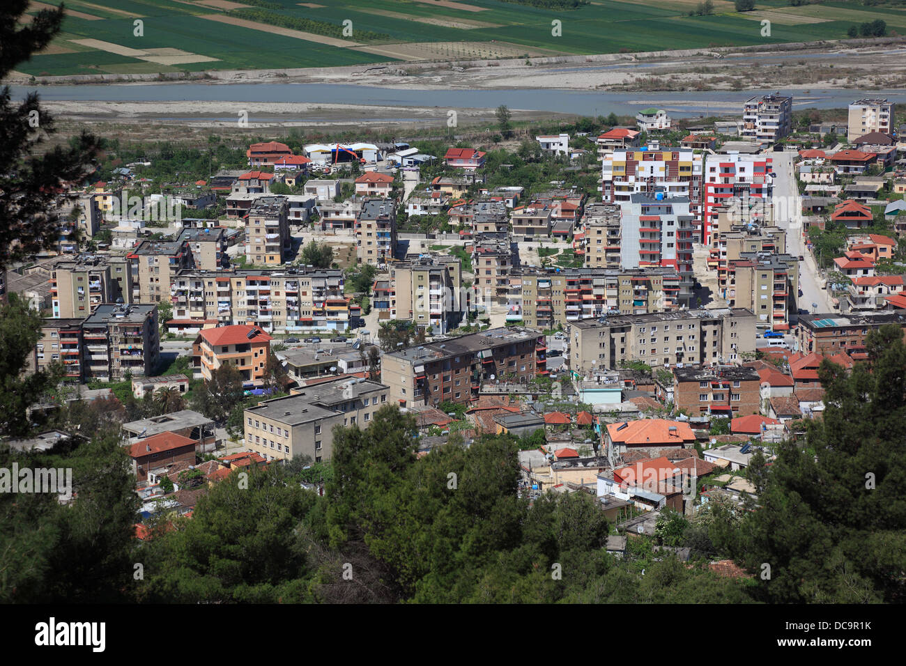 Berat, Berati, Albania, view to the city from the citadel Kalaja Stock ...