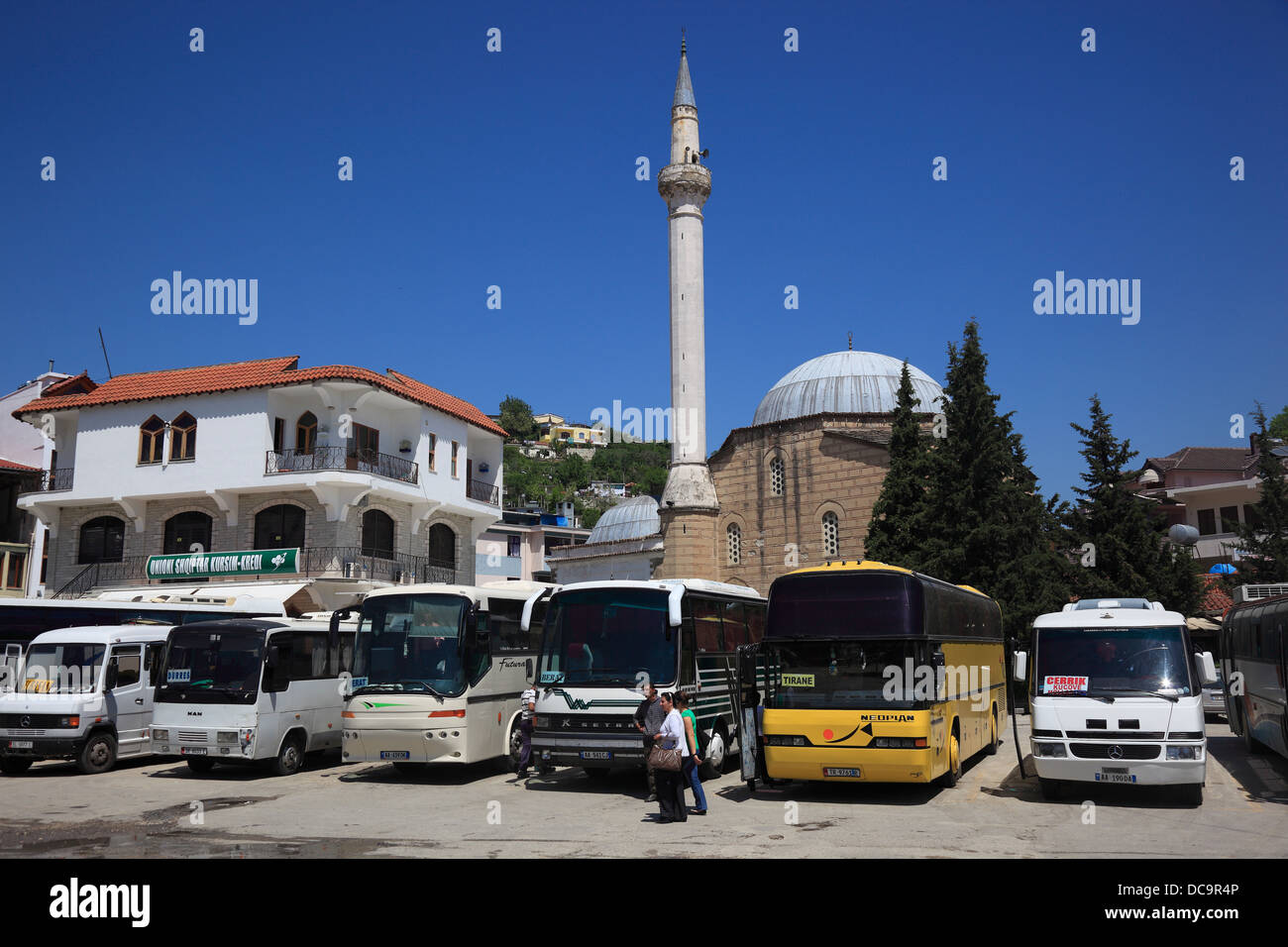 Berat, Berati, quarter Mangalem with the Lead Mosque, Albania Stock ...