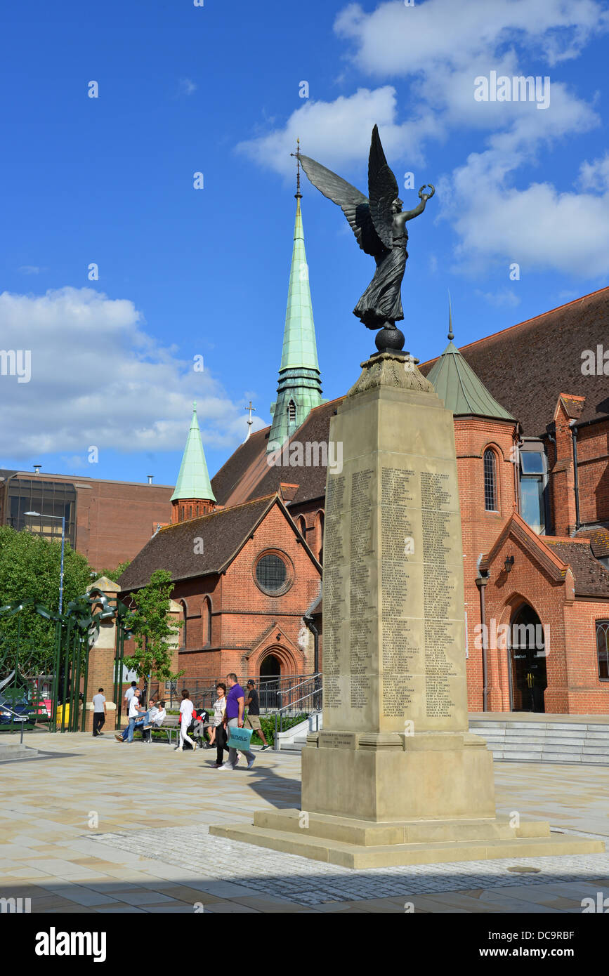 War memorial and Christ Church, Woking Town Square, Woking, Surrey ...