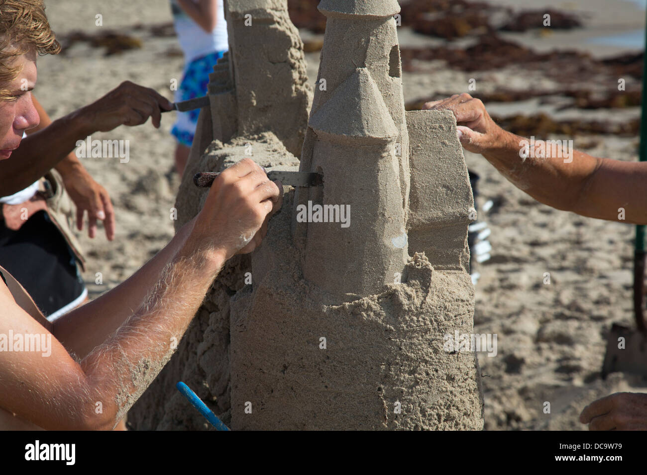 Sand Castle Competition on Texas Beach Stock Photo - Alamy