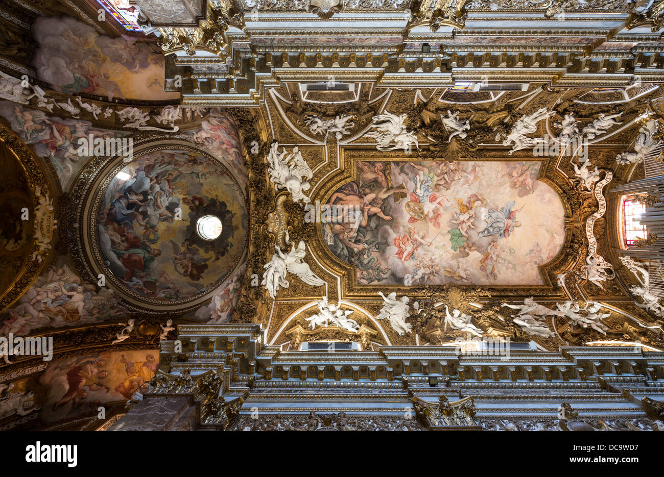 fresco painting on the vault of the nave, Santa Maria della Vittoria ...