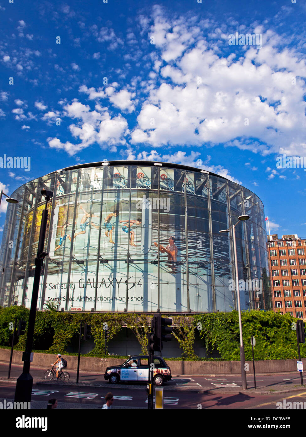 View of the BFI London IMAX cinema, South Bank, north of Waterloo ...