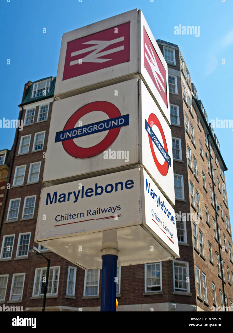 London Underground and National Rail signs at the entrance to ...