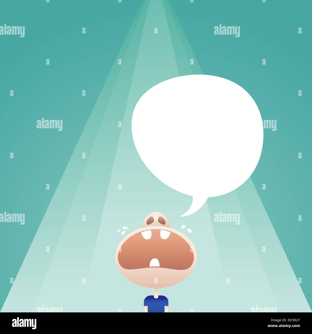 Vector illustration of crying poor kid with speech bubble copyspace ...