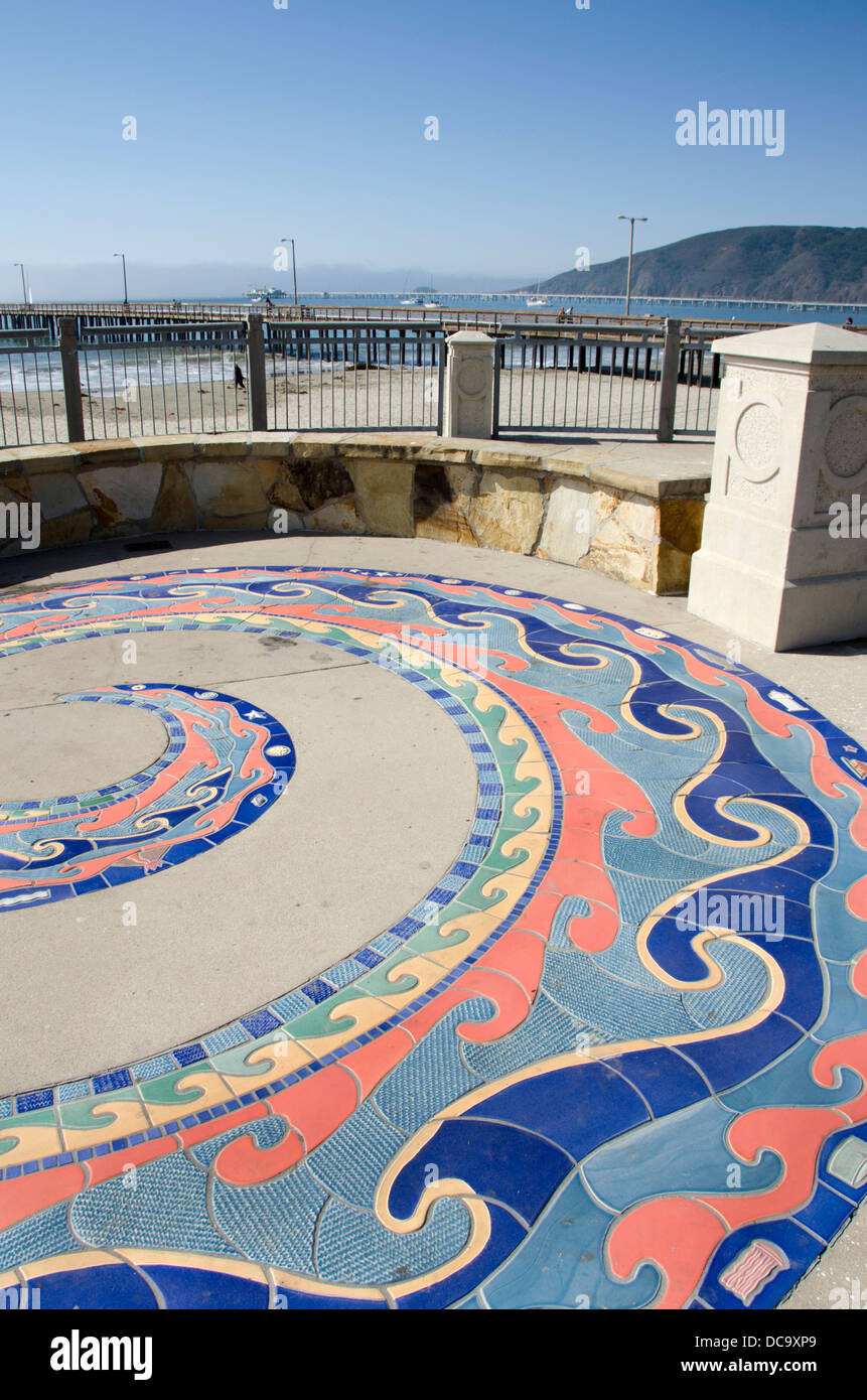 California, Pacific Coast, Avila Beach. Downtown pier area, decorative ...