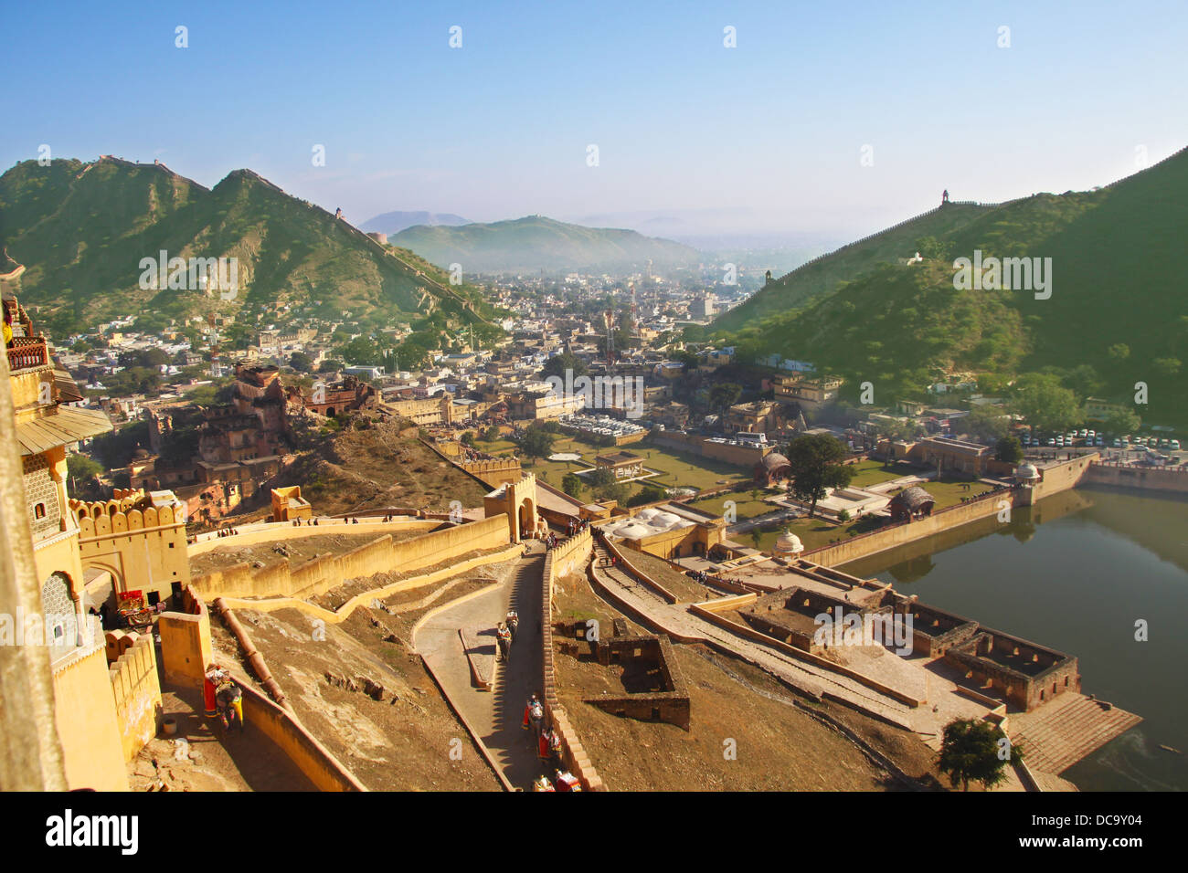 A scenic panorama of the city of Amer from the Amber Palace - an ...