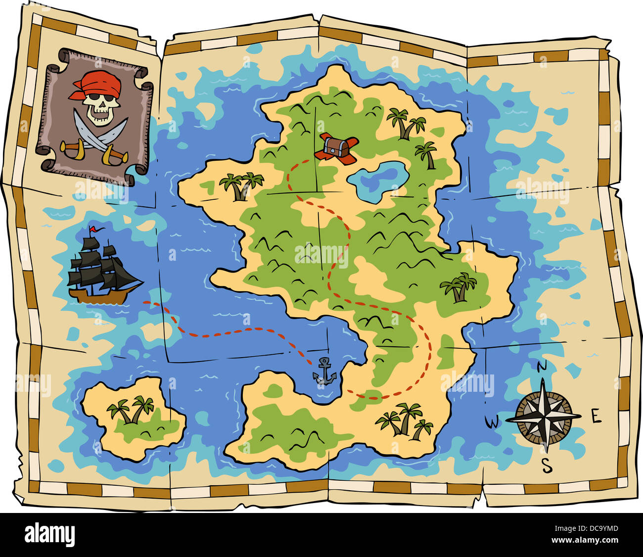 Drawing Treasure Island Map High Resolution Stock Photography and ...