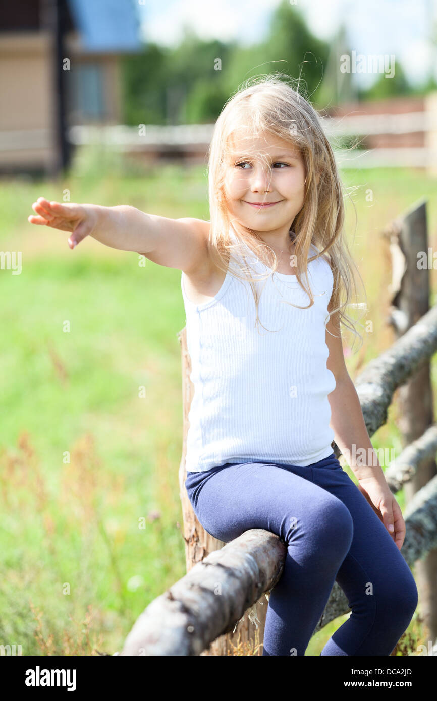 Children pointing far hand hi-res stock photography and images - Alamy