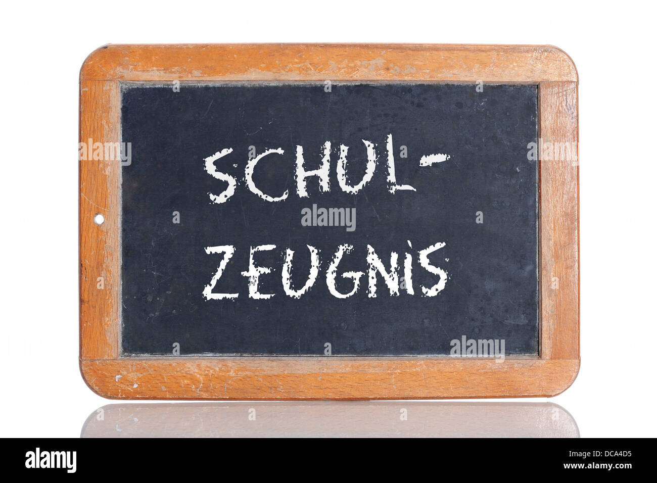 Old slate blackboard with the word "SCHUL-ZEUGNIS", German for "School ...