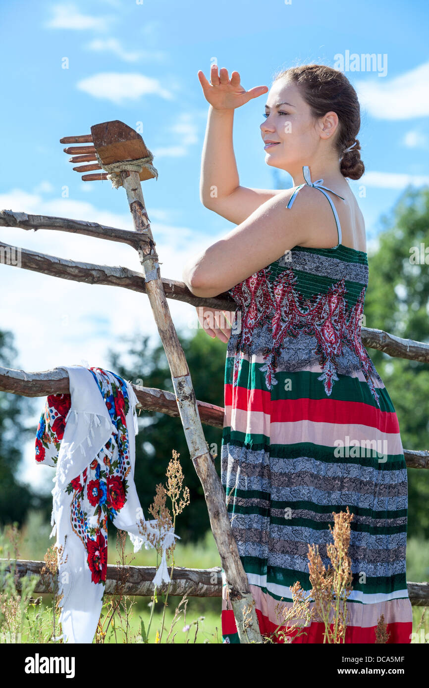 Attractive village woman in sundress hi-res stock photography and ...