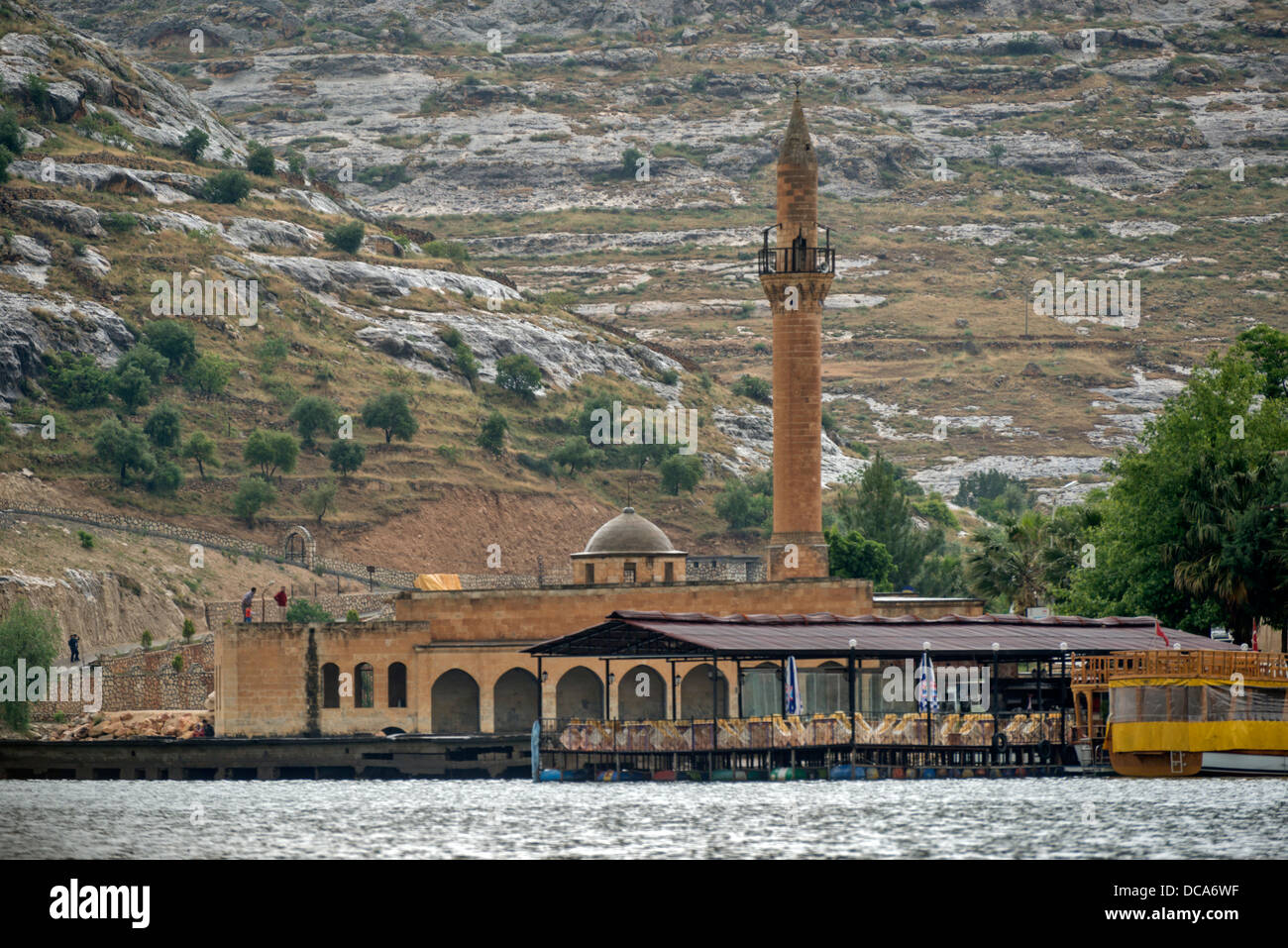 Historical Halfeti town and Halfeti Mosque along Euphrates River Turkey ...