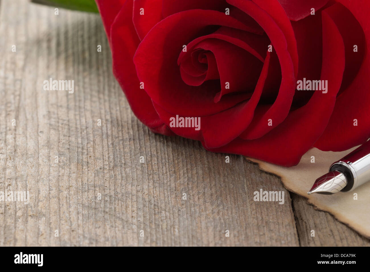rose flower on wood background Stock Photo - Alamy