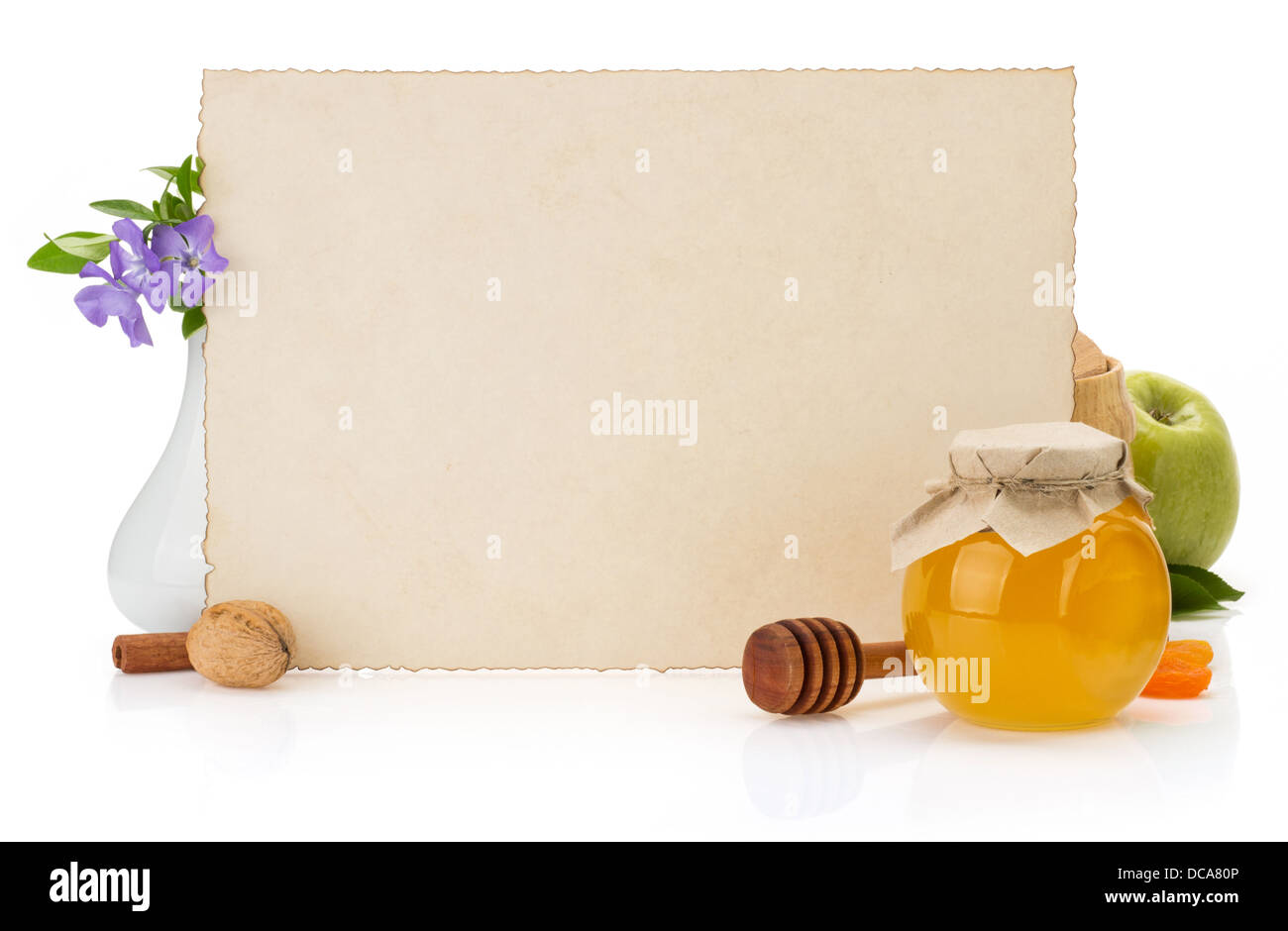 cooking recipes note paper and food on white background Stock Photo - Alamy