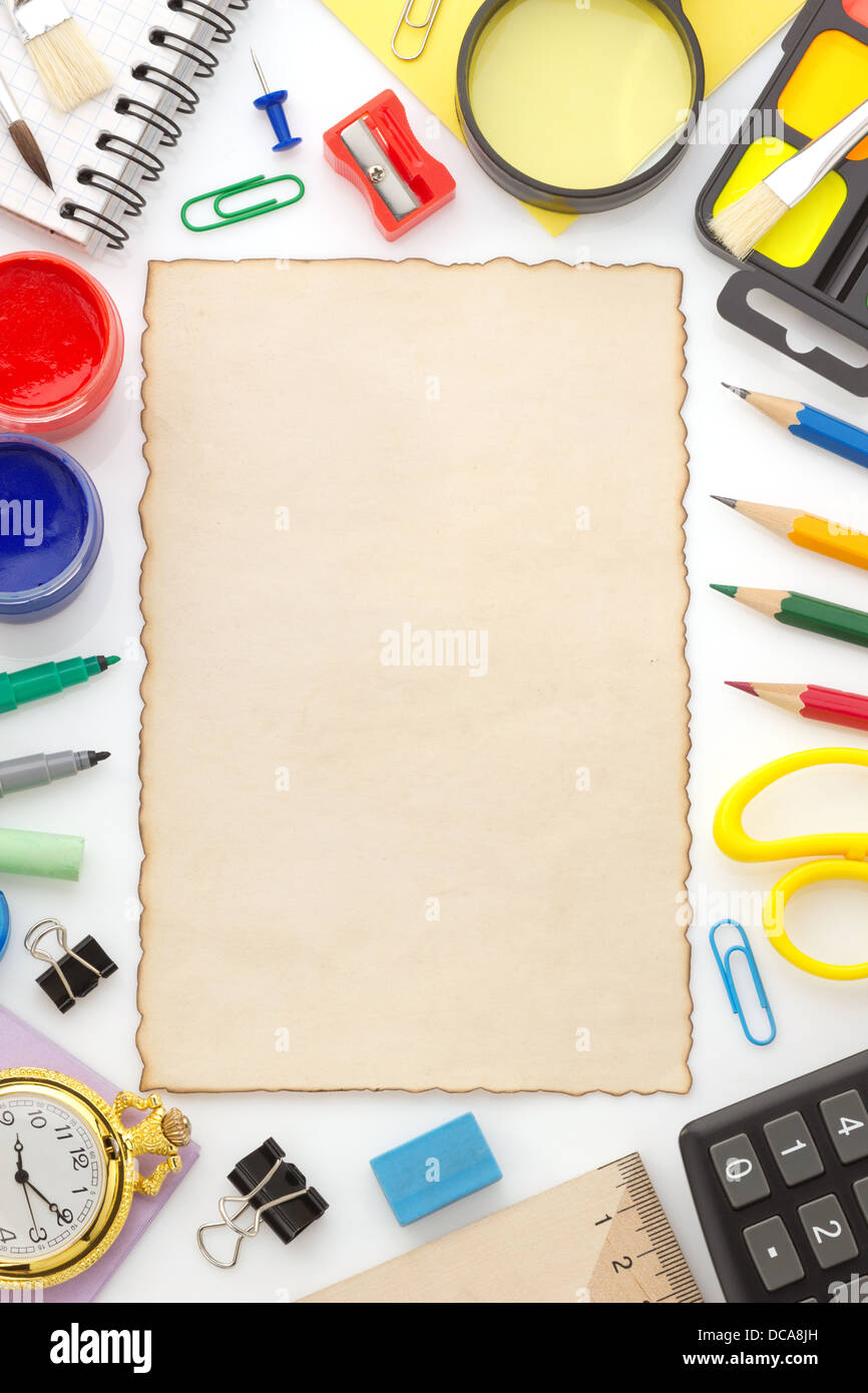 school and office supplies isolated on white background Stock Photo - Alamy