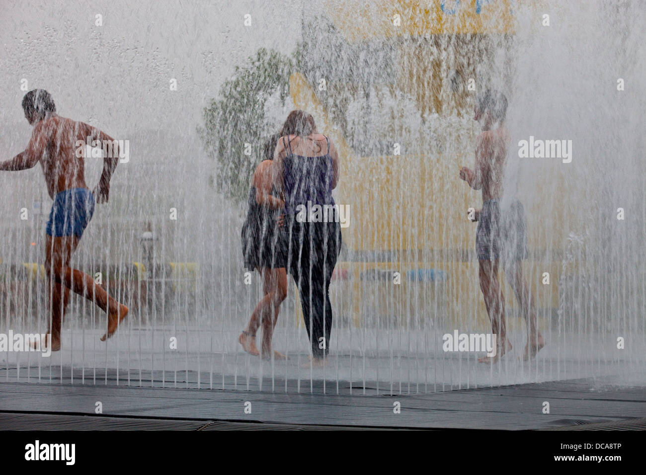 Young People Playing In The Appearing Rooms, Interactive Water ...