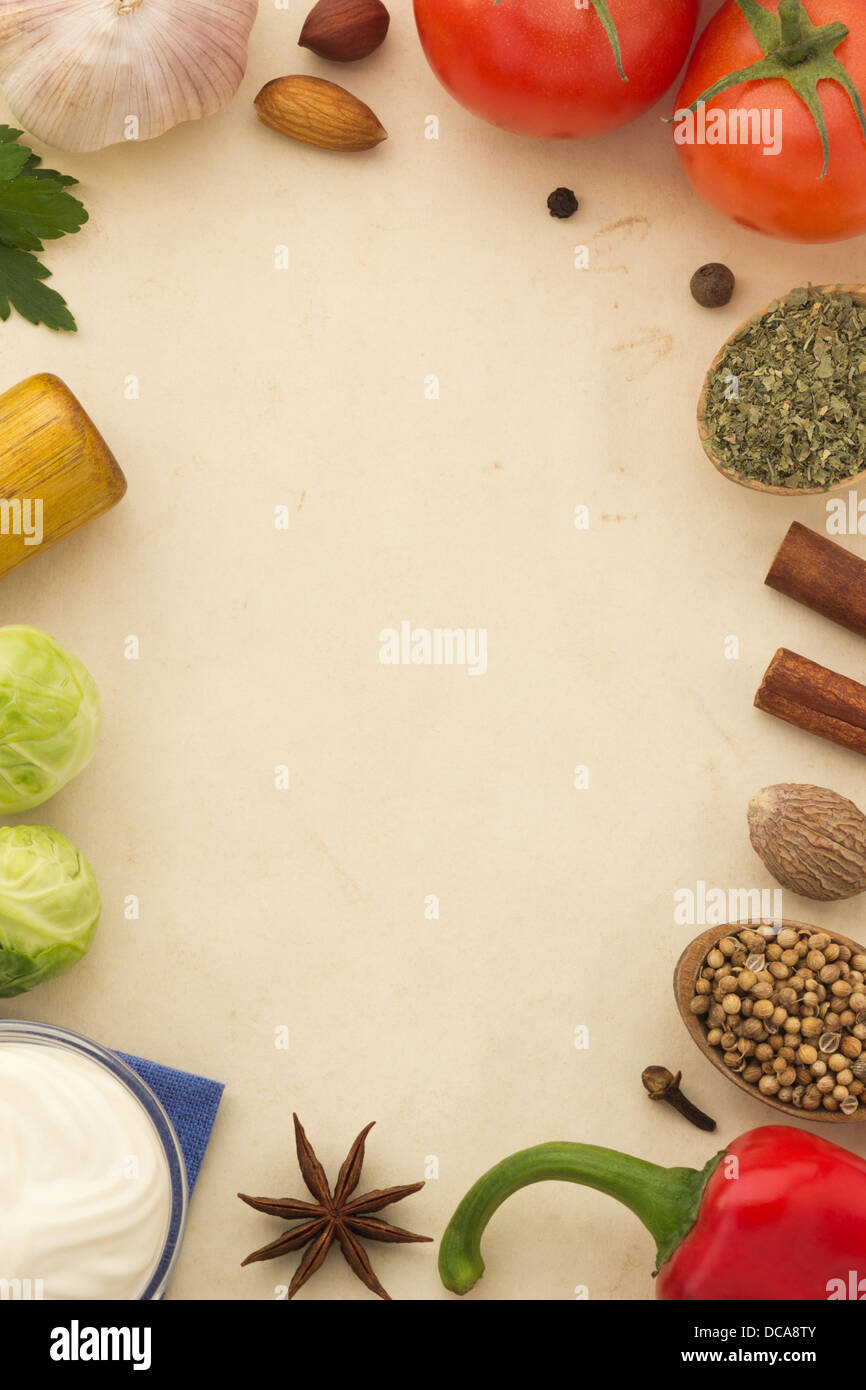 spices background and healthy food Stock Photo - Alamy