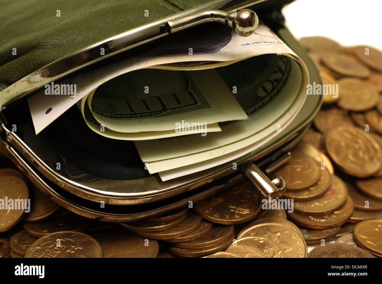 Purse with money Stock Photo - Alamy