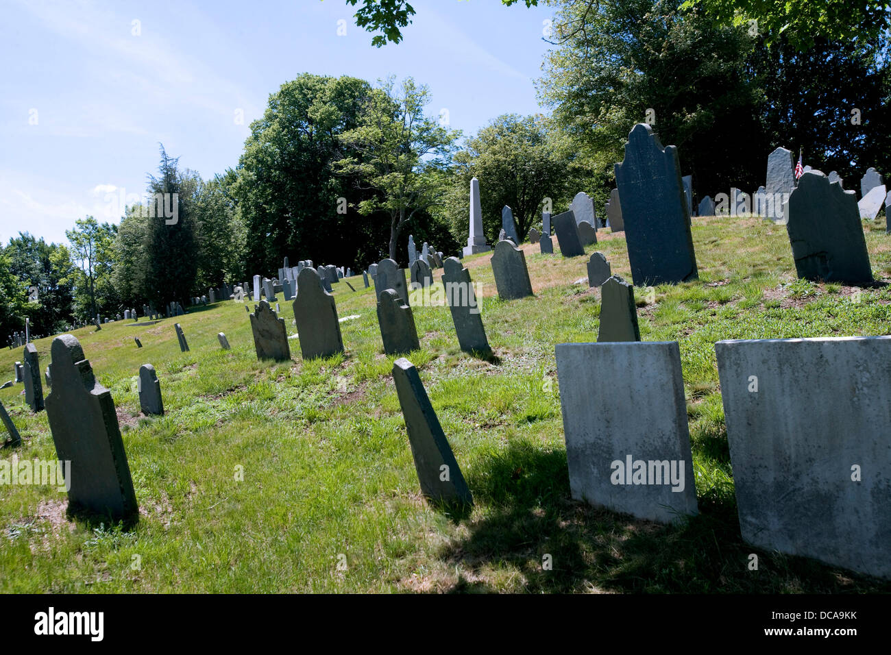 USA, Massachusetts, Plymouth, Burial Hill historic cemetery Stock Photo ...