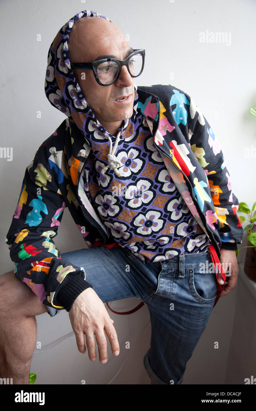 Man in Clashing Pattern Fashion Indoors Stock Photo - Alamy