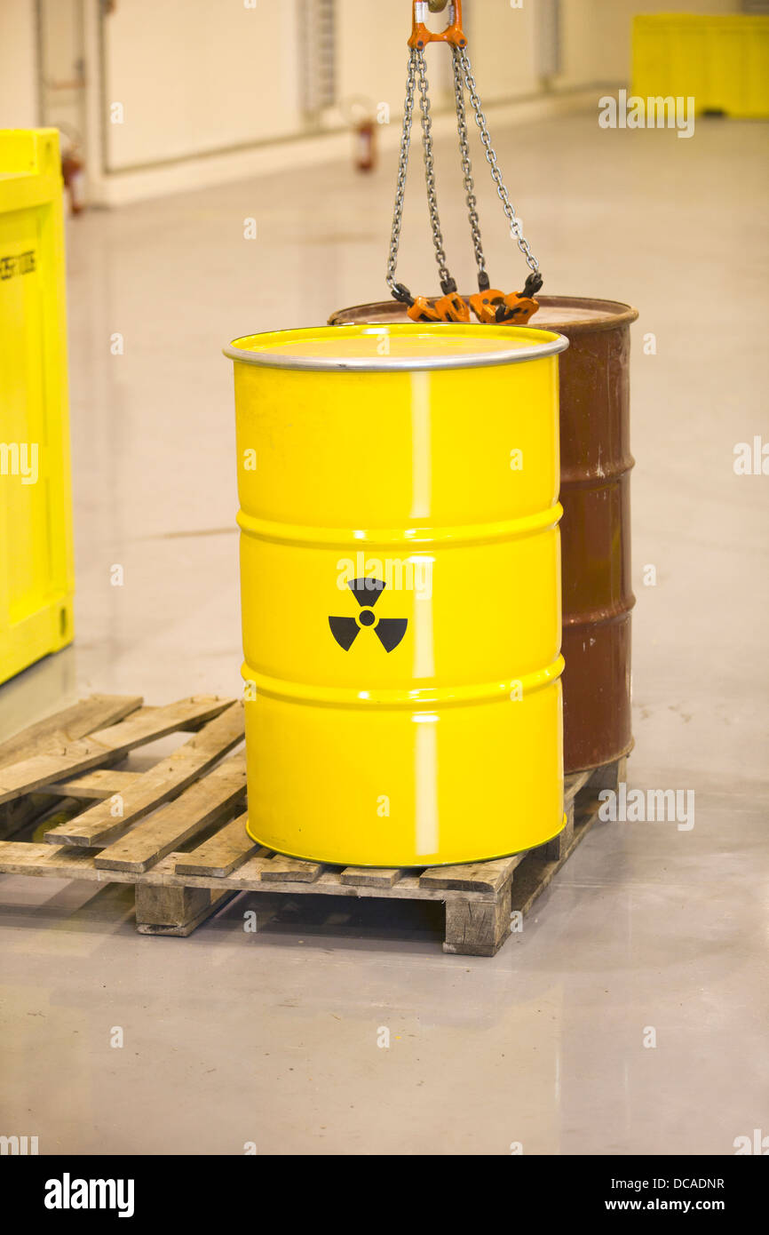 yellow barrels with radioactive waste disposal Stock Photo - Alamy