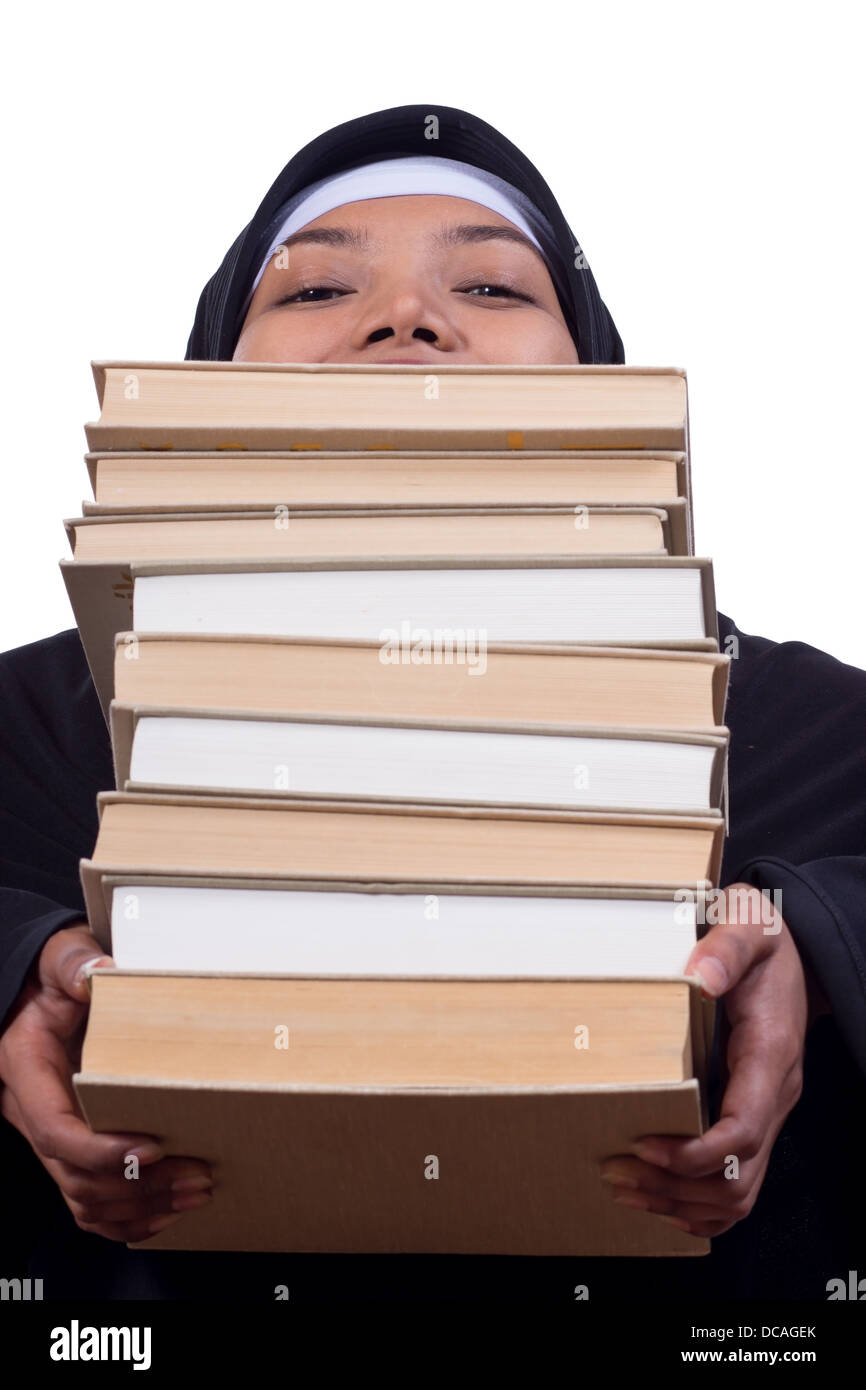 a young woman carries a books Stock Photo - Alamy