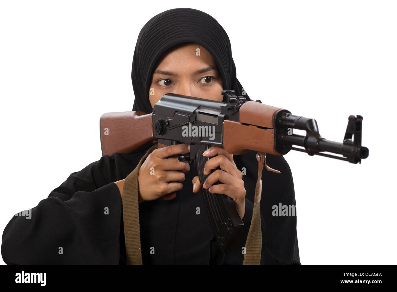 Muslim woman machine gun hi-res stock photography and images - Alamy
