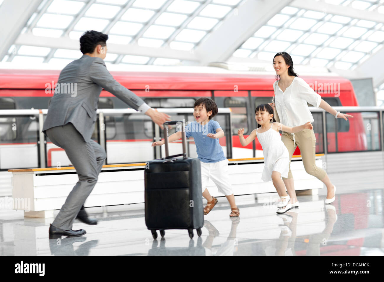 Excited child train station hi-res stock photography and images - Alamy
