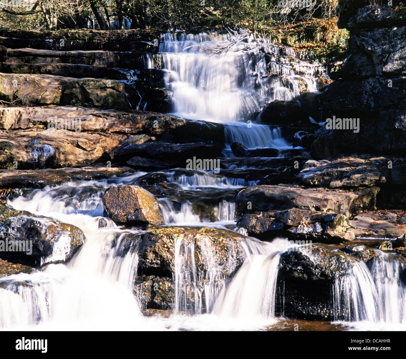 Kisdon Falls Waterfall, Keld, Yorkshire Dales, North Yorkshire, England ...