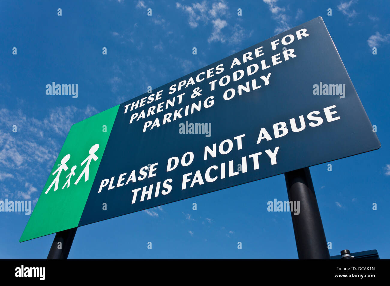 A sign in a Morrison's supermarket car park indicating parent and ...