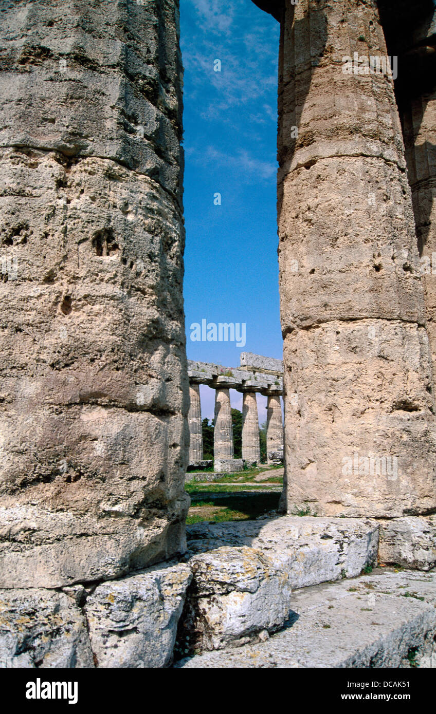 Column ruins. Paestum. Italy Stock Photo - Alamy