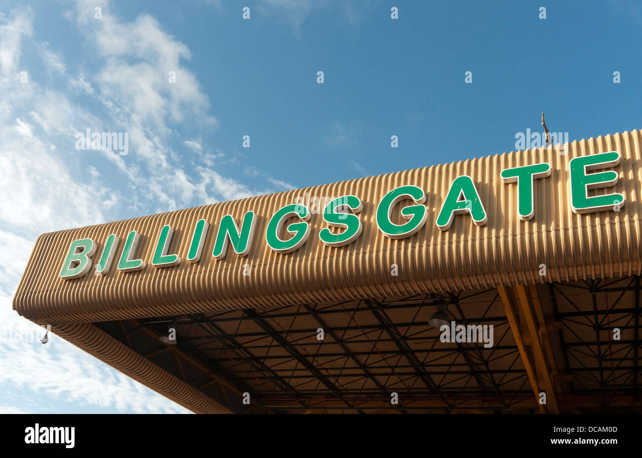Billingsgate Fish Market Sign, Isle of Dogs, London, England, UK Stock ...