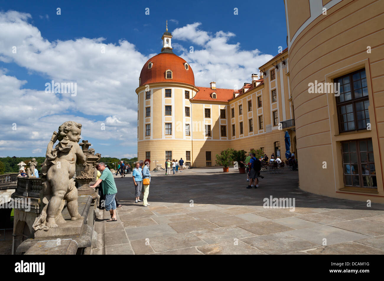 Moritzburg castle figure on the north side - Saxonia, Germany, Europe ...