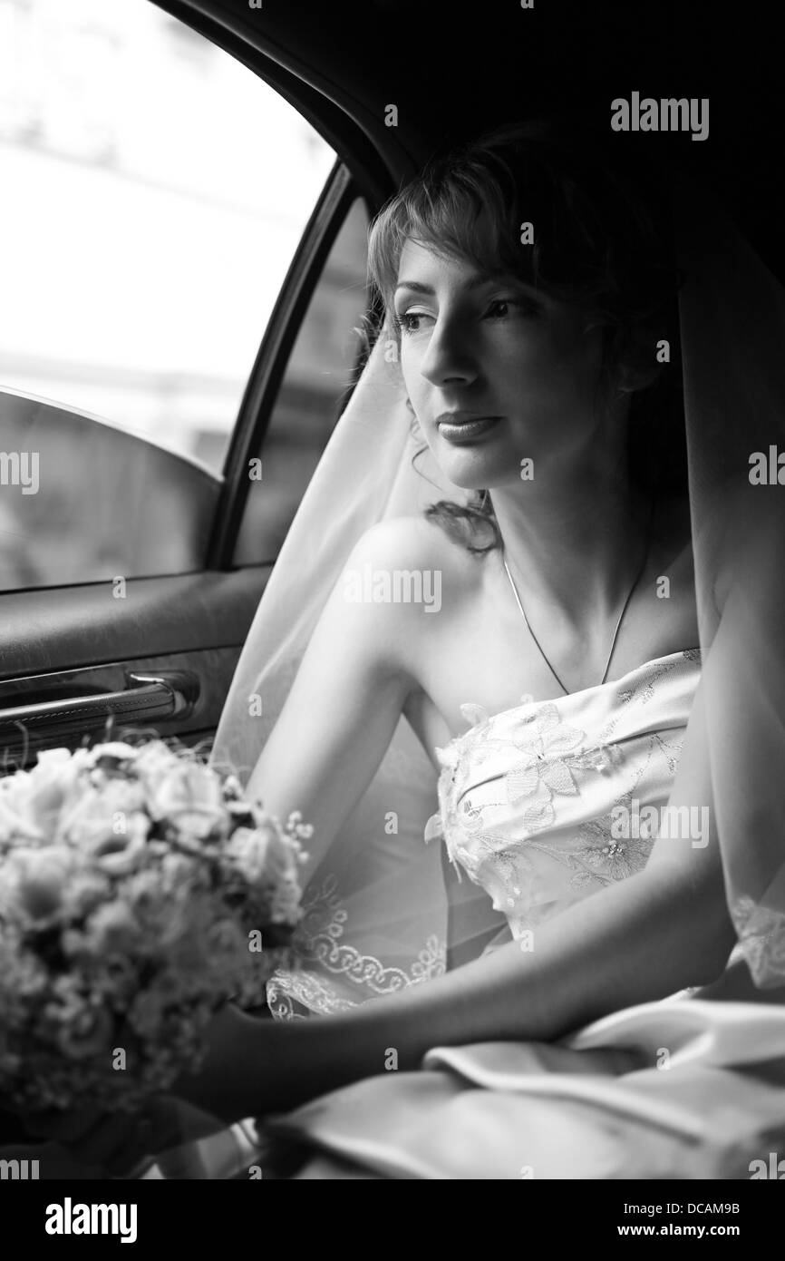 Beautiful bride getting ready wedding Black and White Stock Photos ...