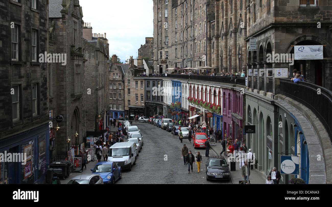 Elevated view of Victoria Street Edinburgh Scotland August 2013 Stock ...