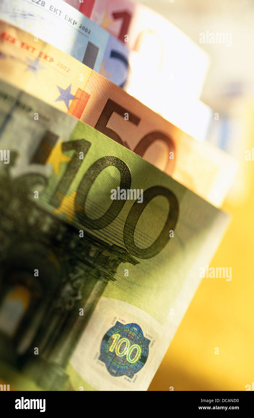Close-up of Euro paper currency, various denominations Stock Photo - Alamy