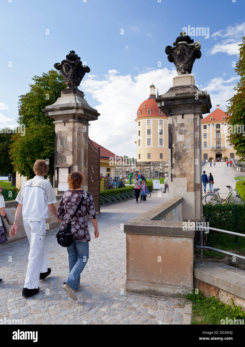 Moritzburg castle entrance on the south side - Saxonia, Germany, Europe ...