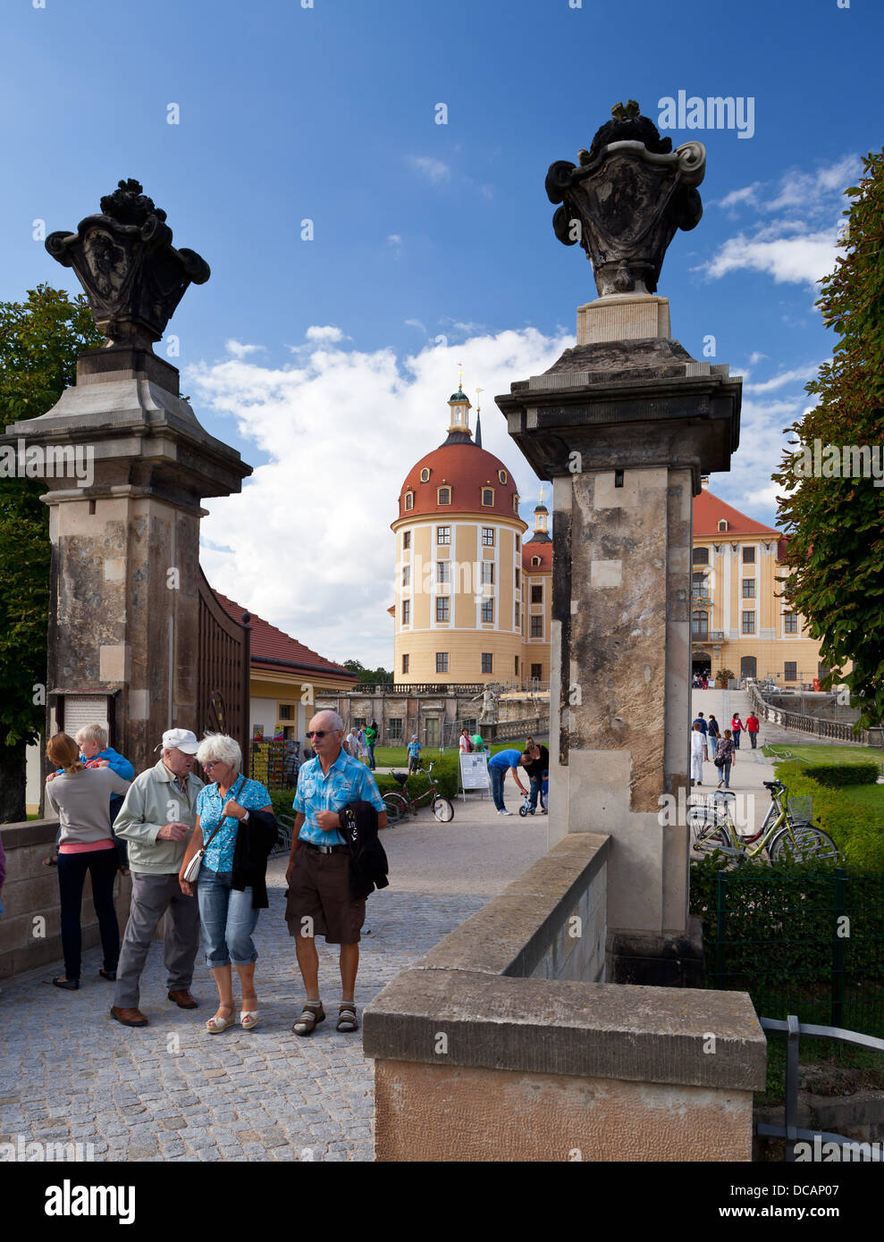 Moritzburg castle entrance on the south side - Saxonia, Germany, Europe ...