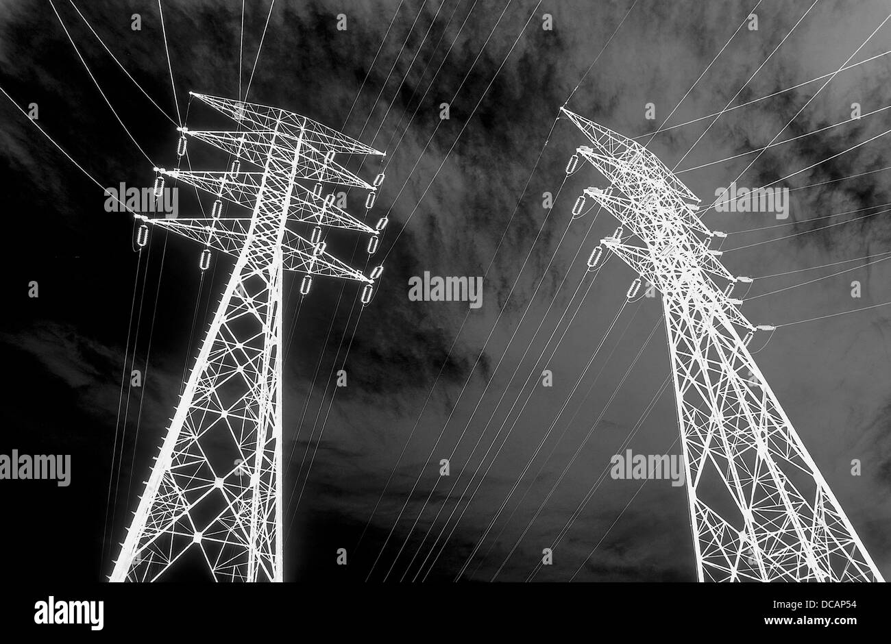 Tall pylons Black and White Stock Photos & Images - Alamy