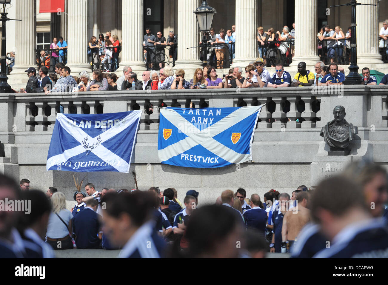 Trafalgar Square, London, UK. 14th August 2013. A tartan army fills ...