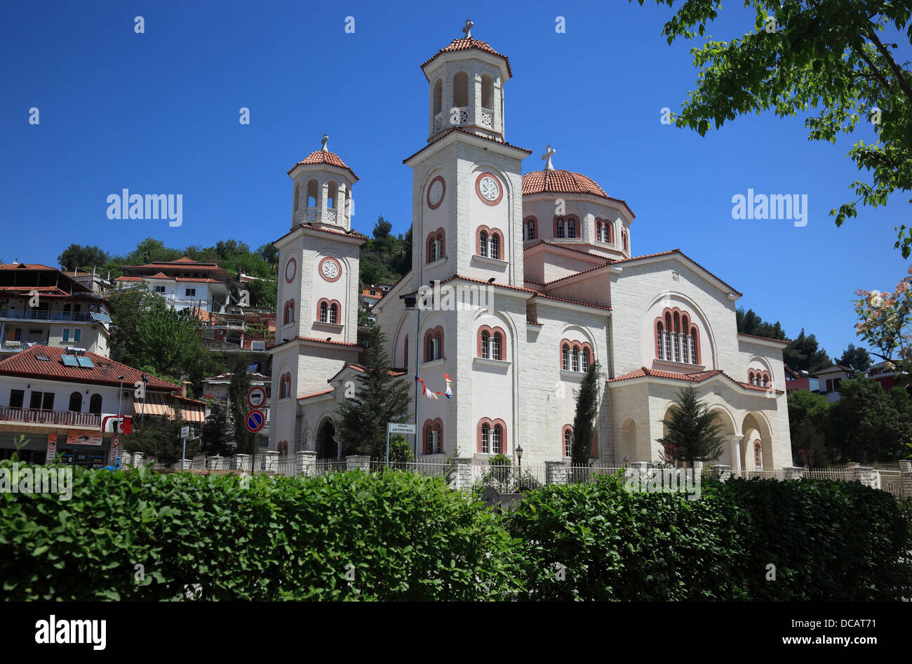 Berat, Berati, quarter Mangalem with the Cathedrale, Albania Stock ...