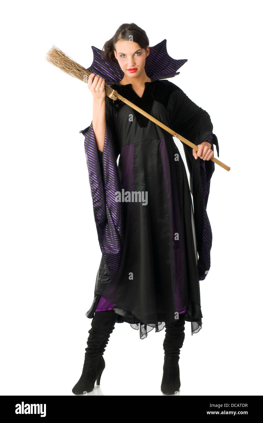 the witch with broom Stock Photo - Alamy