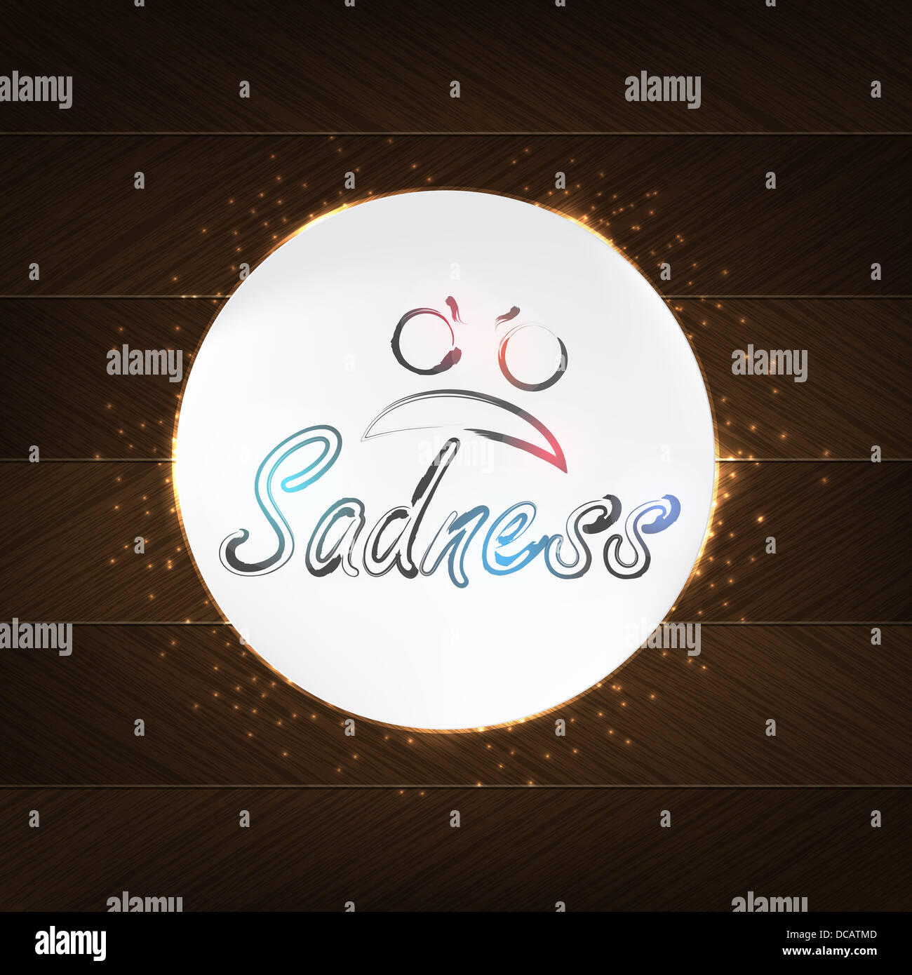 Sadness Typography - wood background in retro style with sad face and ...