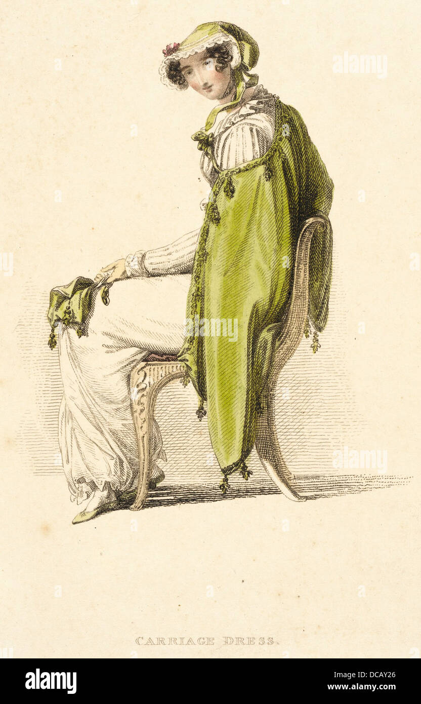This fashion plate illustrates a carriage dress, a popular style worn ...