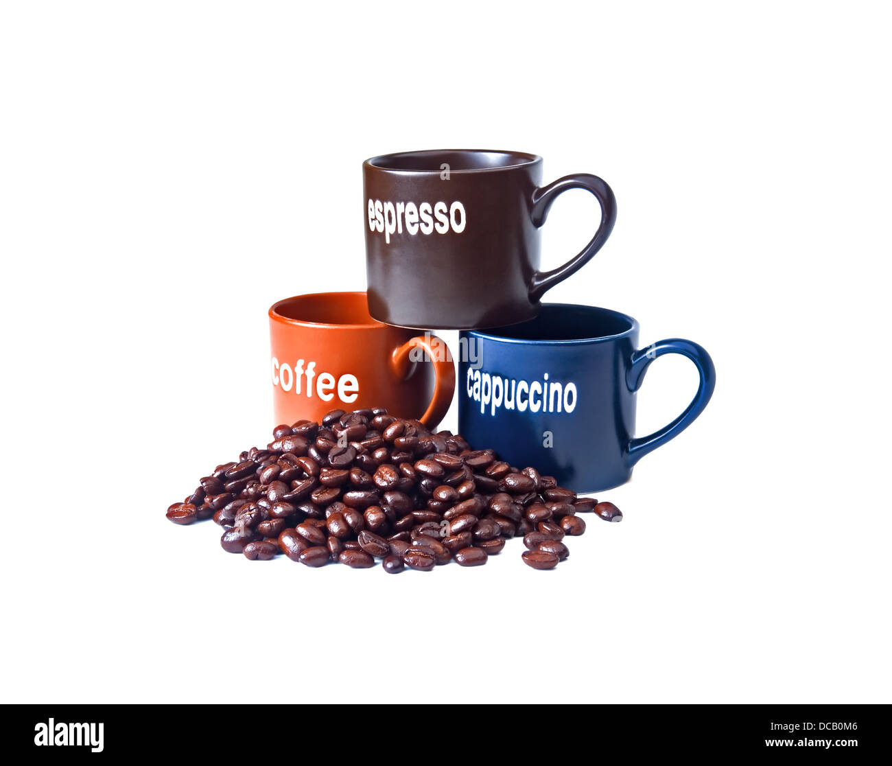 coffee cups with coffee beans Stock Photo - Alamy