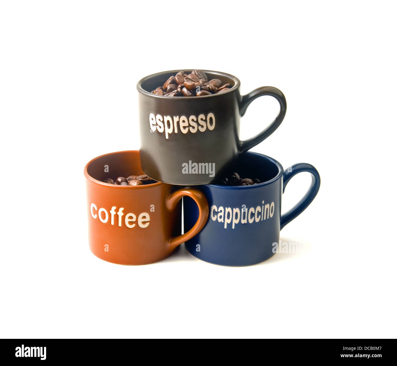 Espresso cups coffee beans Cut Out Stock Images & Pictures - Alamy