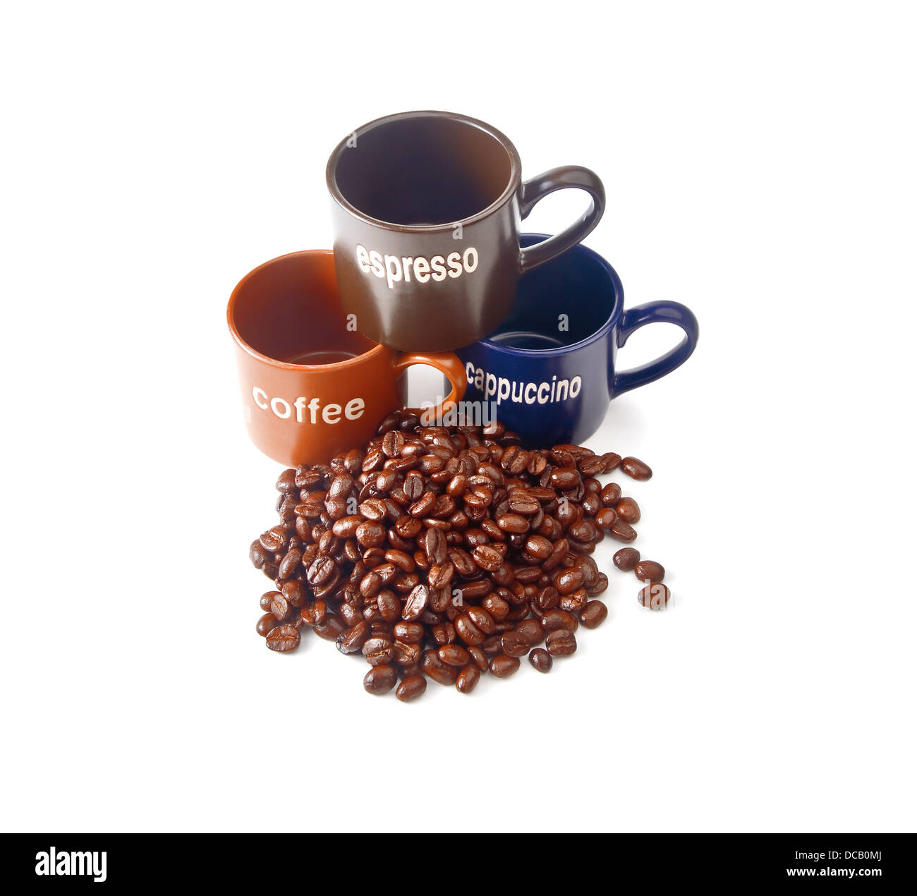 coffee cups with coffee beans Stock Photo - Alamy