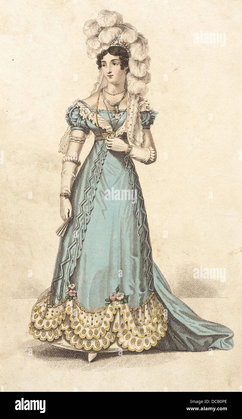 This fashion plate depicts court dress worn by aristocracy in the 19th ...