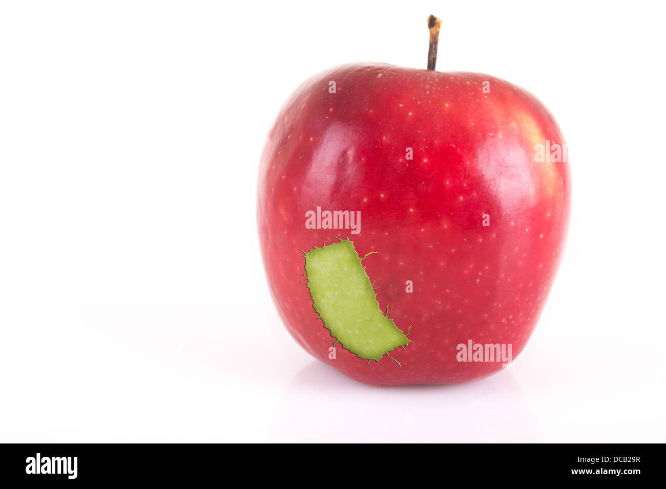 apple with green patch isolated over white Stock Photo - Alamy