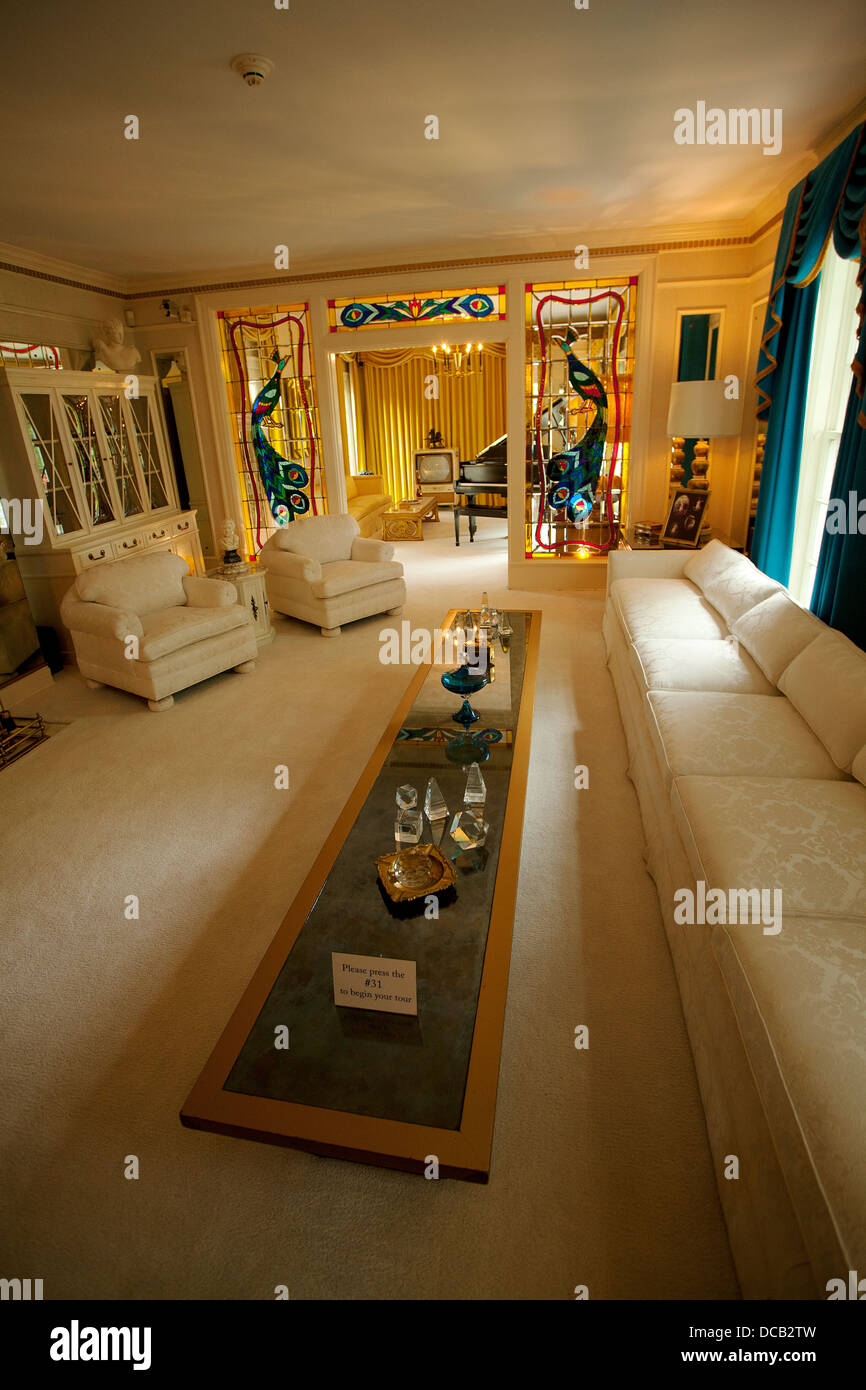 The Living Room at Graceland the home of Elvis Presley in Memphis ...