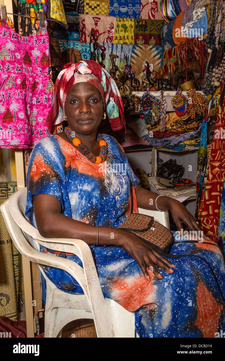 Senegalese Woman Vendor in the Handicrafts Market, Goree Island ...